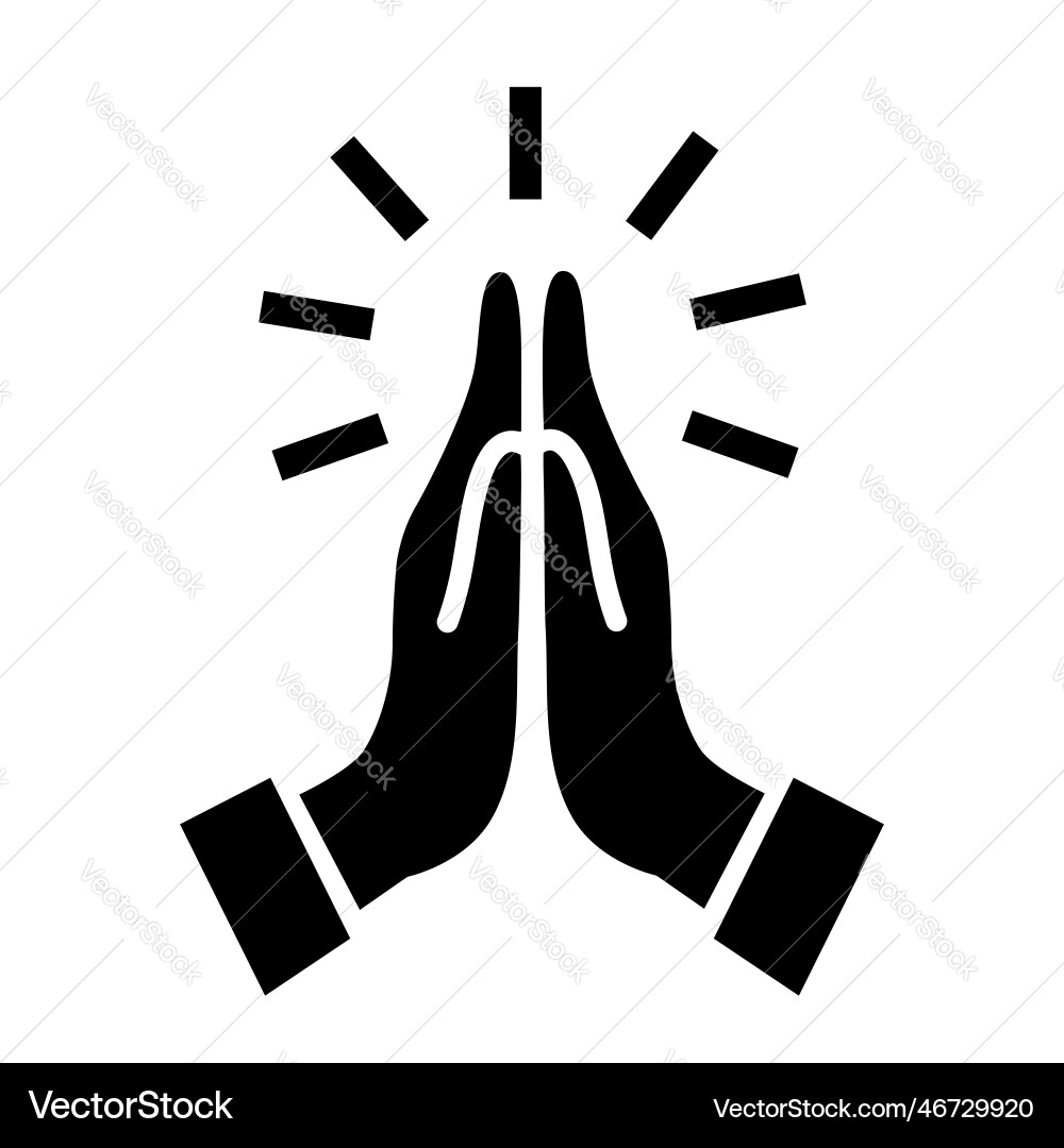 Pray icon hands folded in prayer icon hands Vector Image