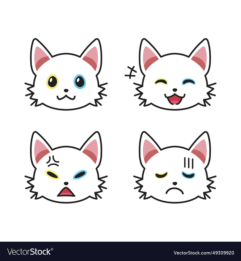 Set of cat faces showing different emotions Vector Image