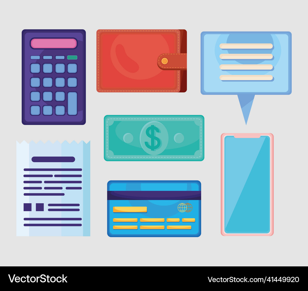 Seven budget management icons Royalty Free Vector Image