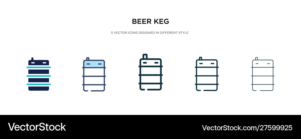Beer keg icon in different style two colored Vector Image