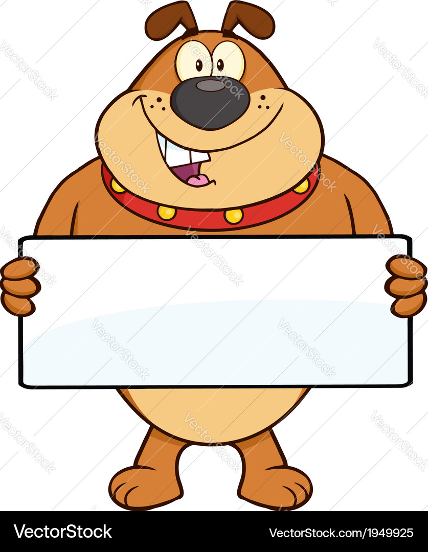 Cartoon dog with sign Royalty Free Vector Image