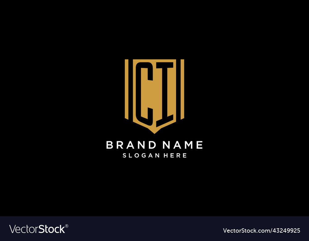 Ci monogram logo with geometric shield icon design