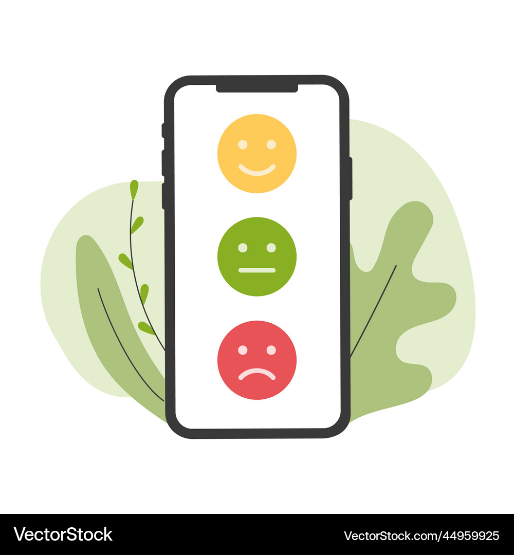 Feedback emotion scale on phone reviews with good Vector Image