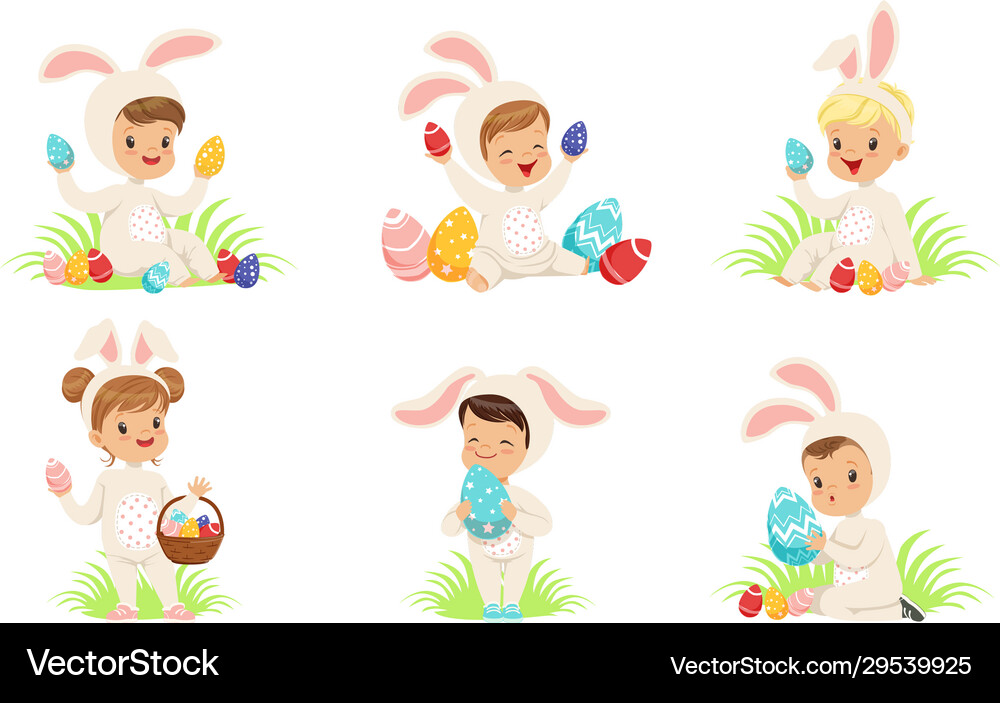 Happy easter collection cute little boys Vector Image