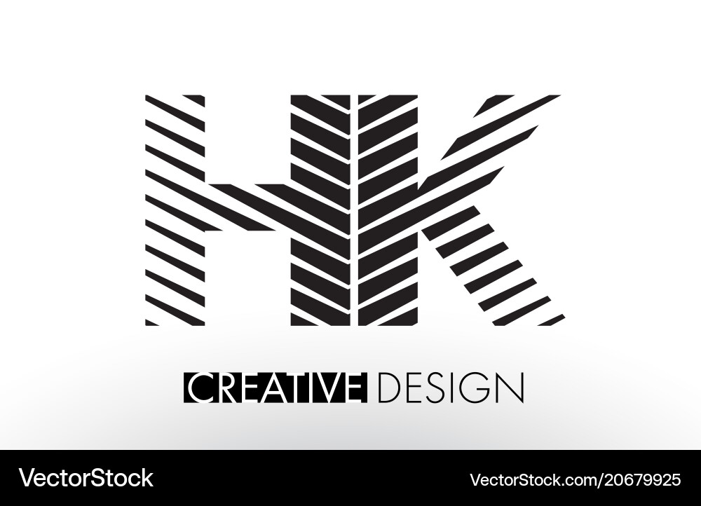 Hk h k lines letter design with creative elegant Vector Image