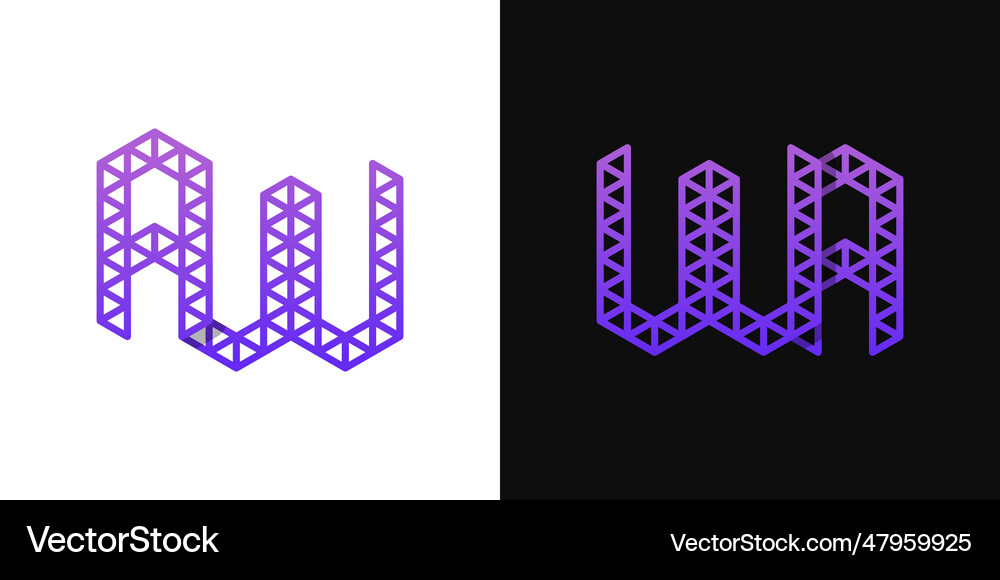 Letters aw and wa polygon logo set suitable Vector Image