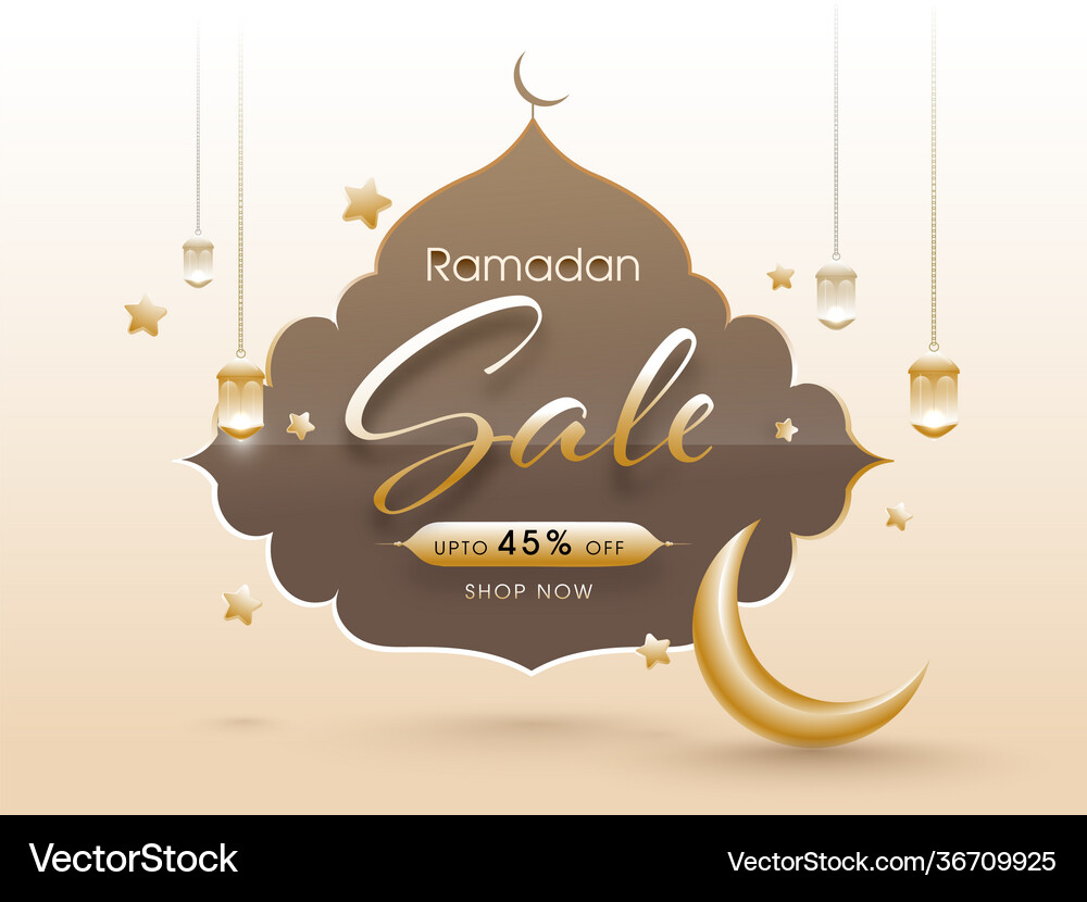Ramdan sale concept with crescent moon Royalty Free Vector