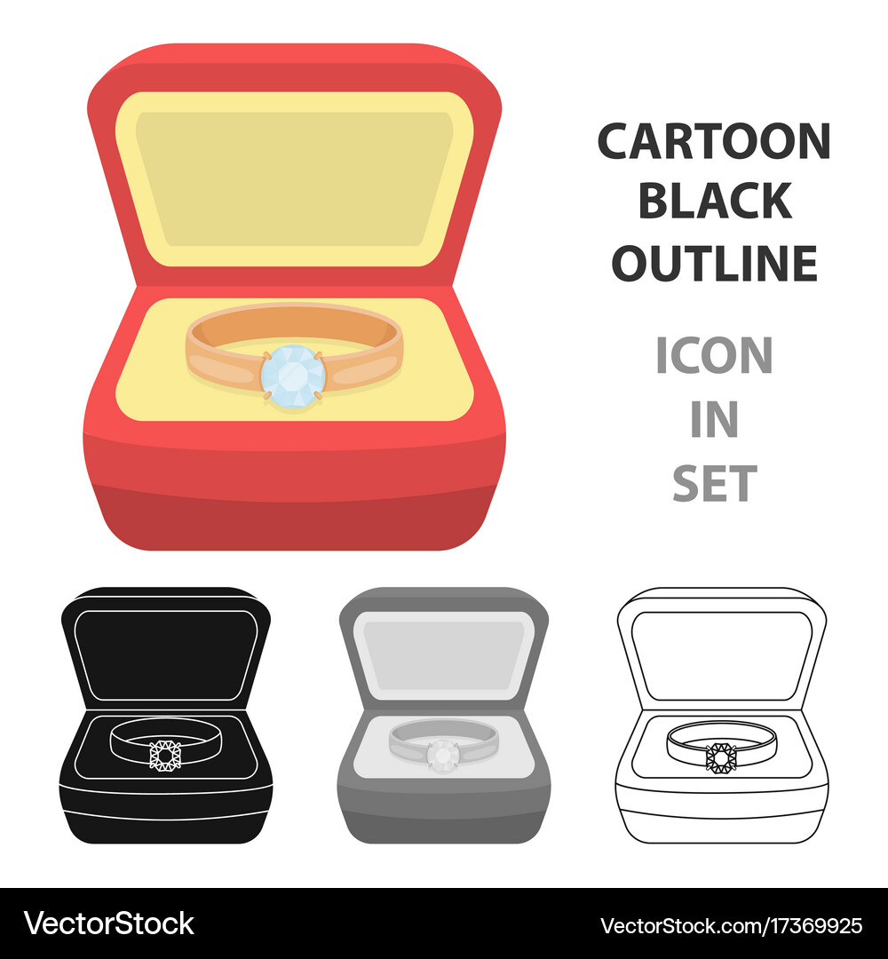 Ring in box icon cartoon style isolated Royalty Free Vector