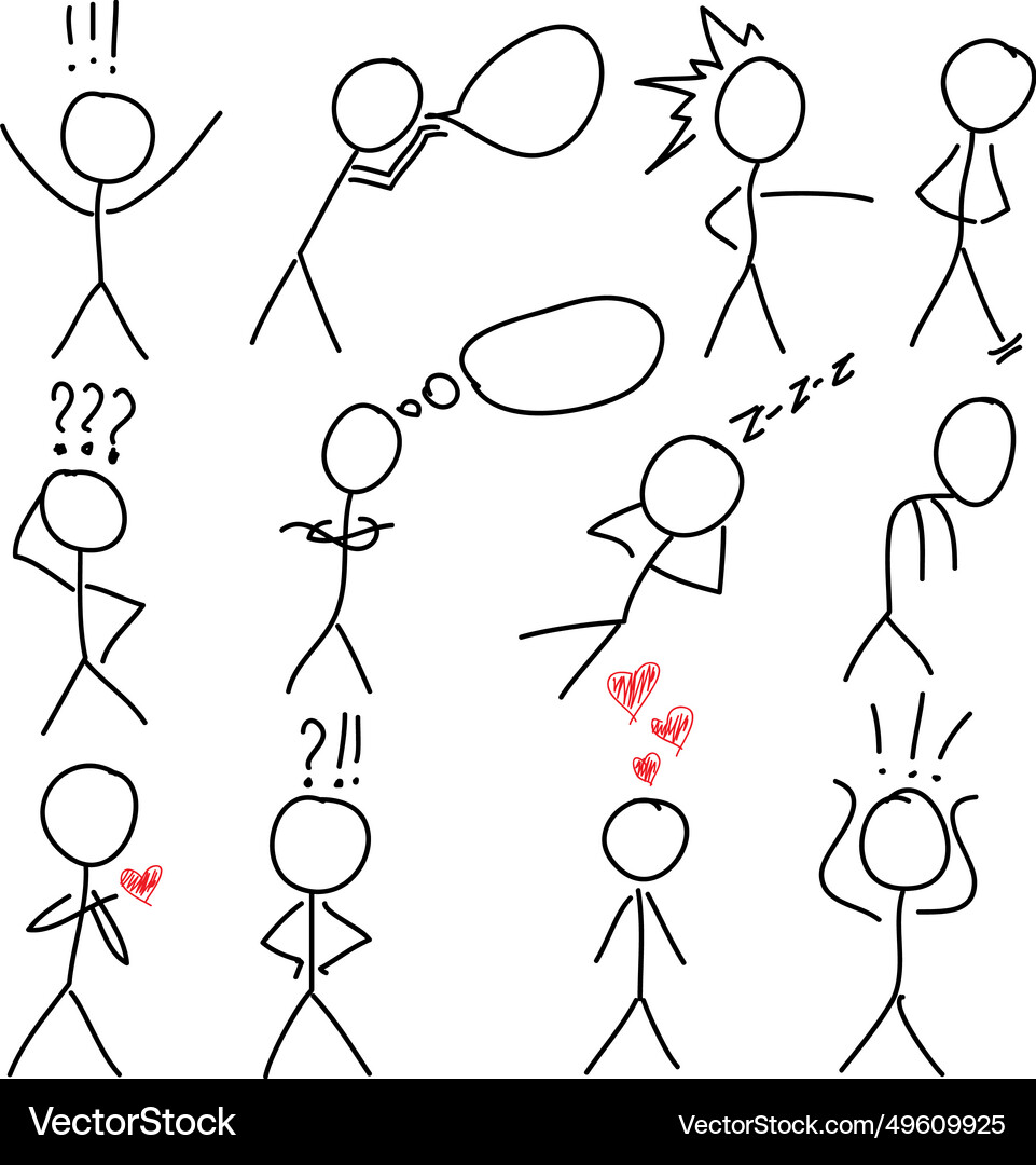 Set of stick figure communication Royalty Free Vector Image