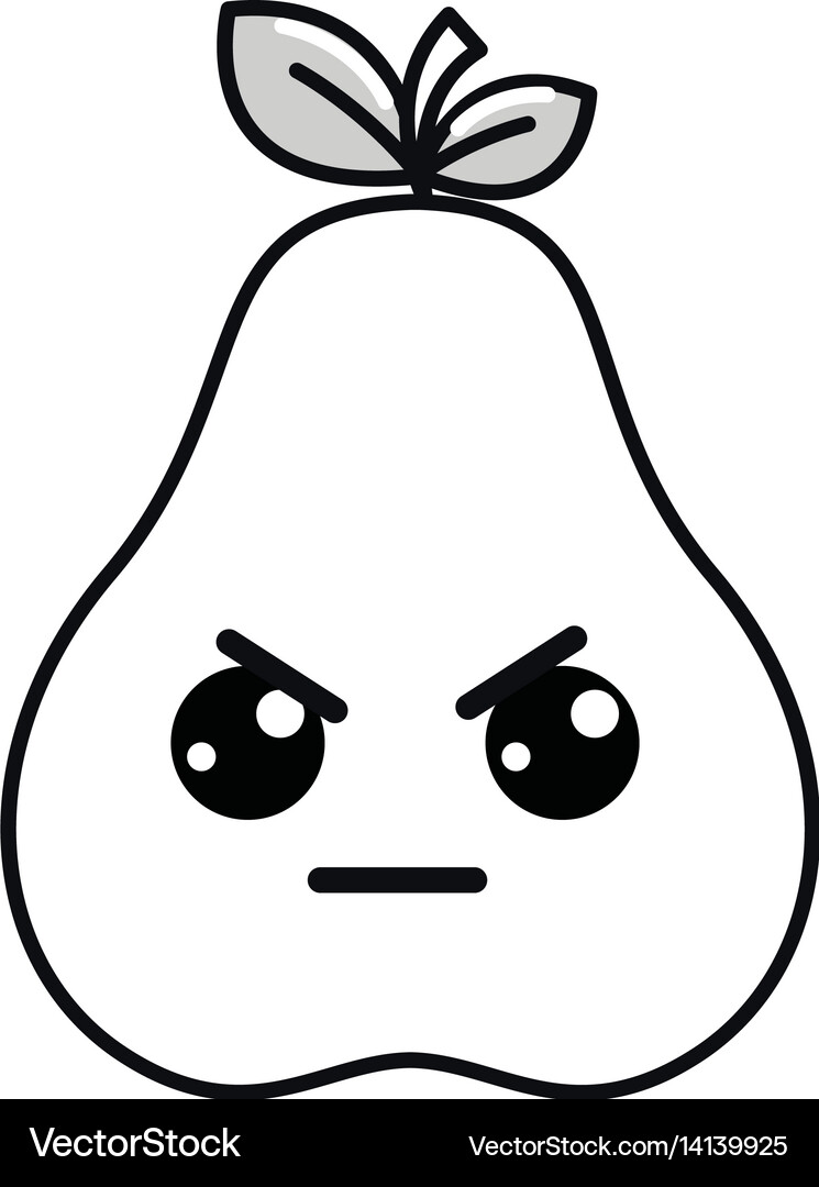 Silhouette kawaii cute angry pear fruit Royalty Free Vector