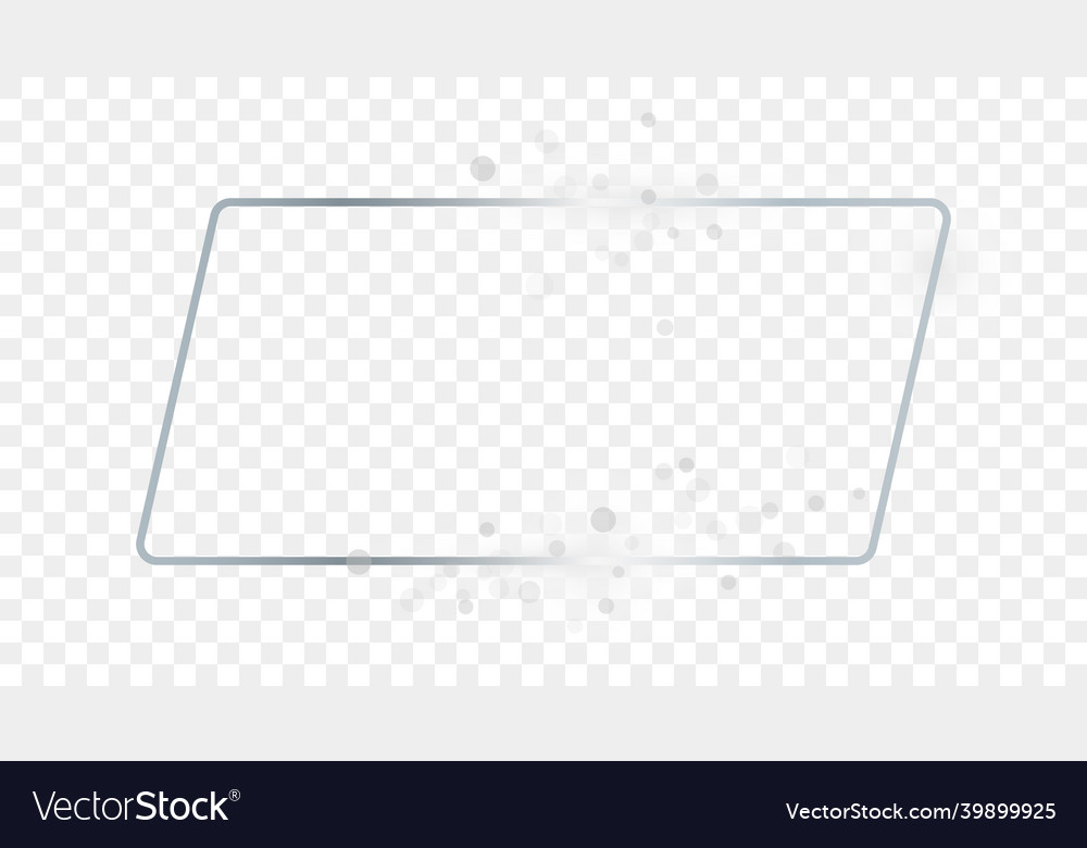 Silver glowing rectangular shape frame Royalty Free Vector