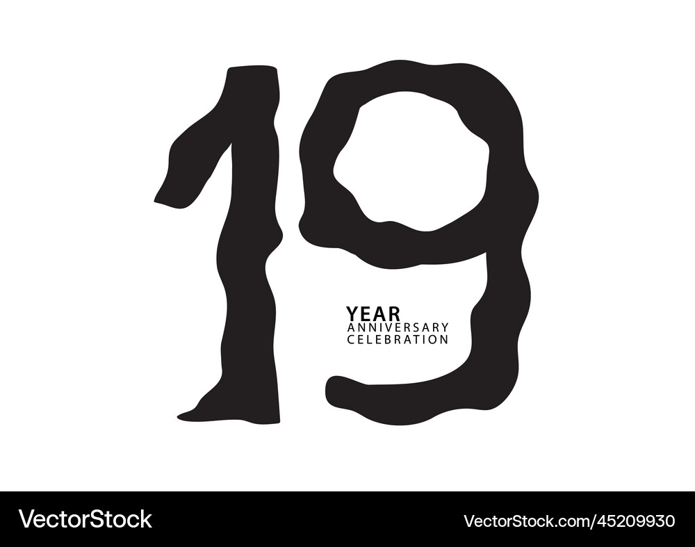 19 year anniversary celebration black color Vector Image