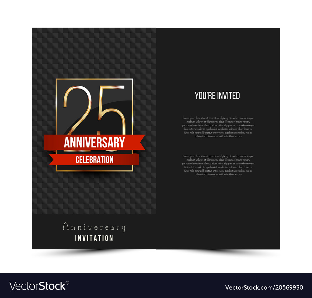 25th Anniversary Invitation Card Template Vector Image