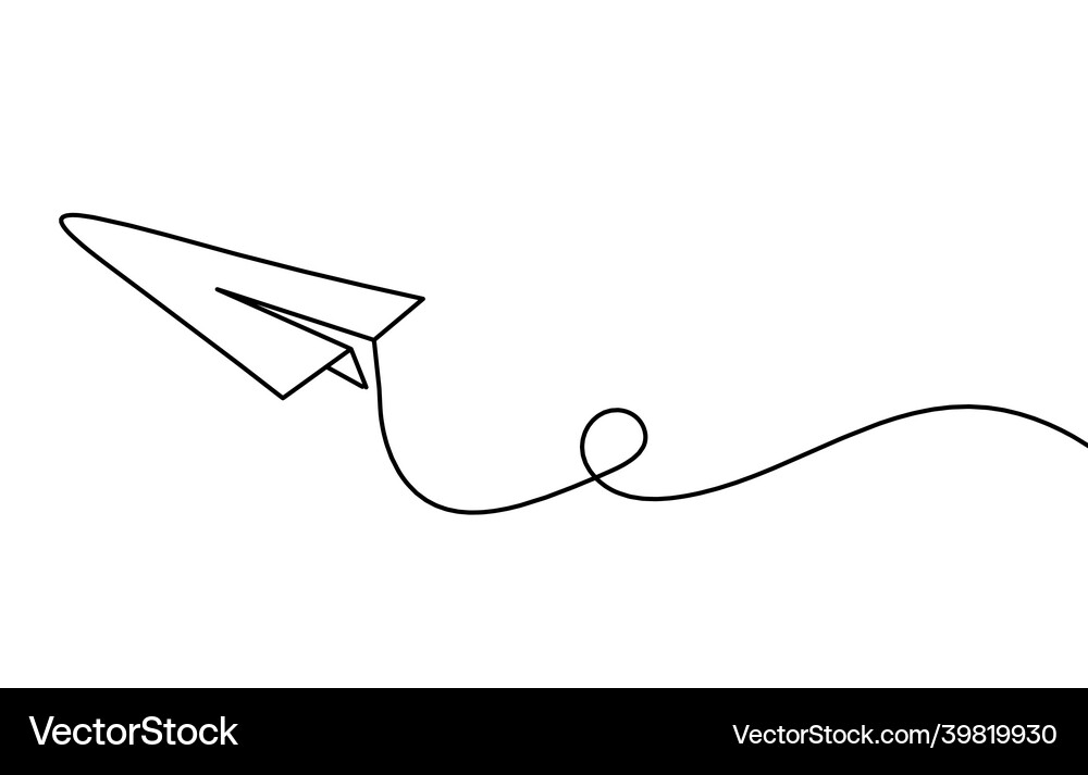 Abstract paper plane as line drawing on white Vector Image