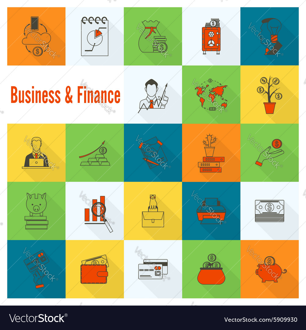 Business and finance icon set Royalty Free Vector Image