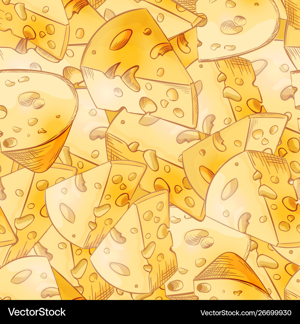 Cheese slices seamless pattern in cartoon style Vector Image