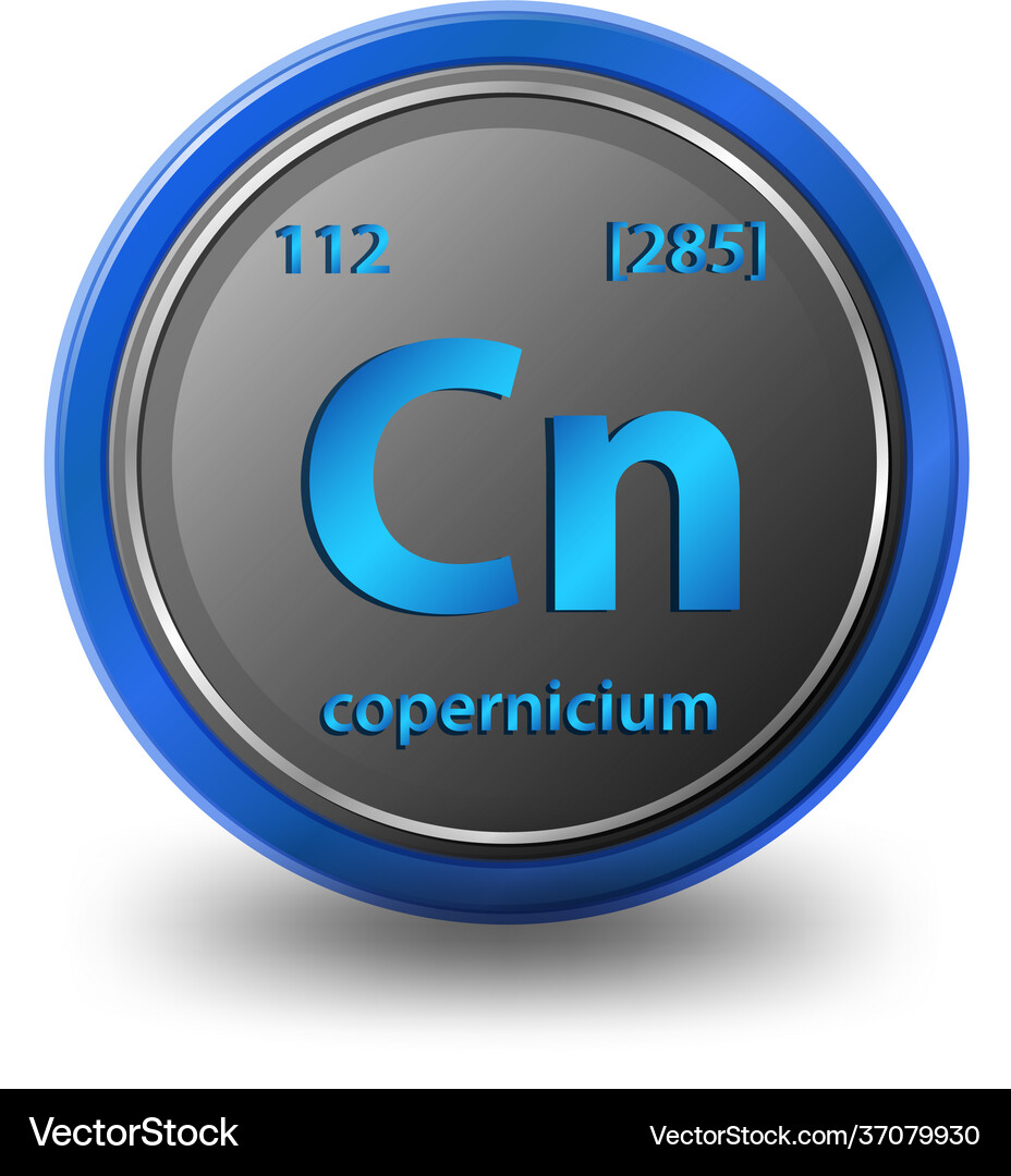 Copernicium chemical element chemical symbol Vector Image