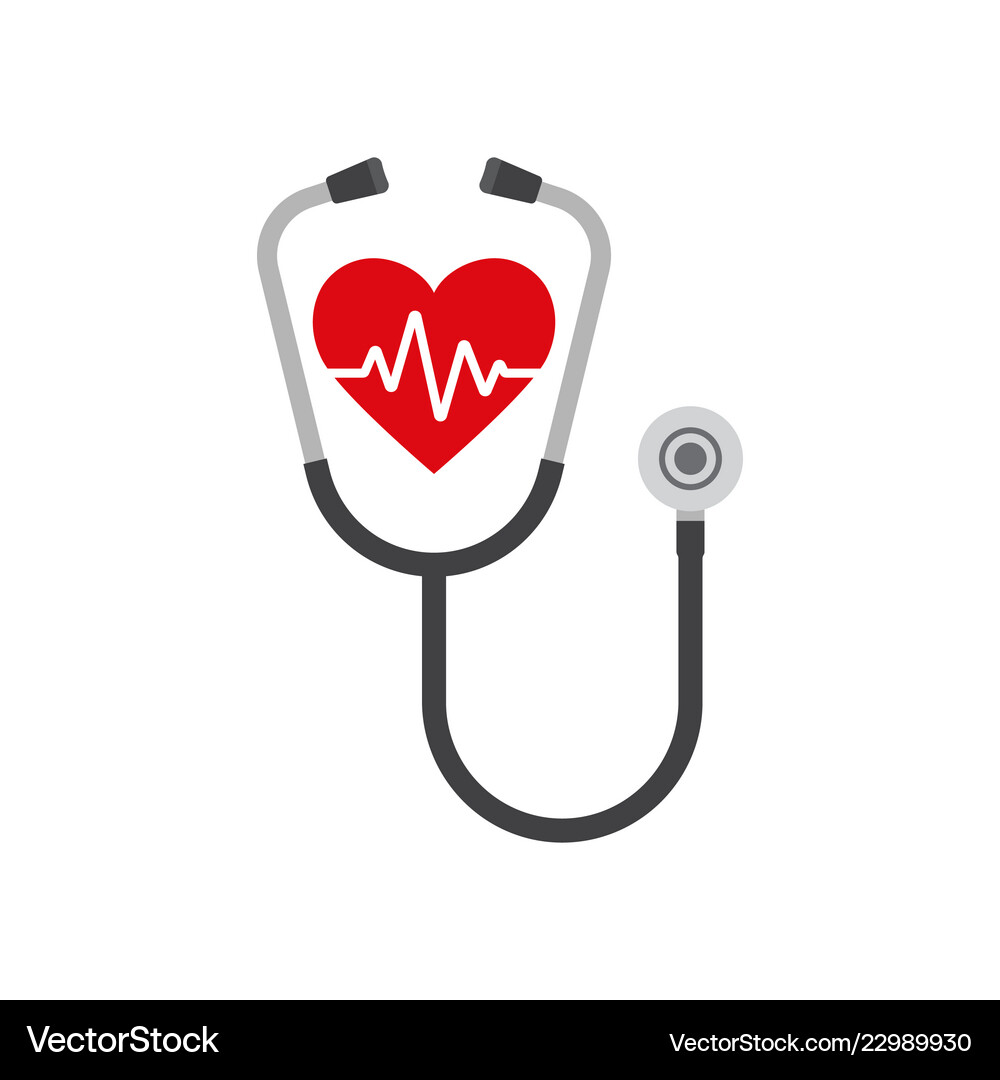 Heart and stethoscope isolated on white background