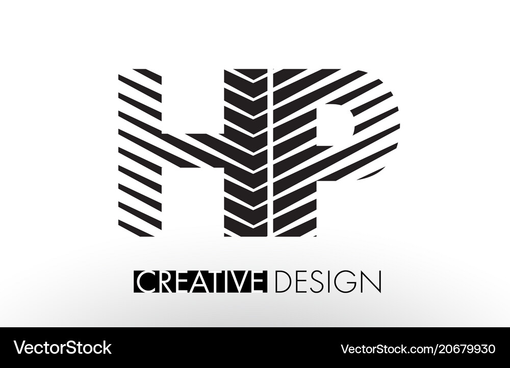 Hp h p lines letter design with creative elegant Vector Image