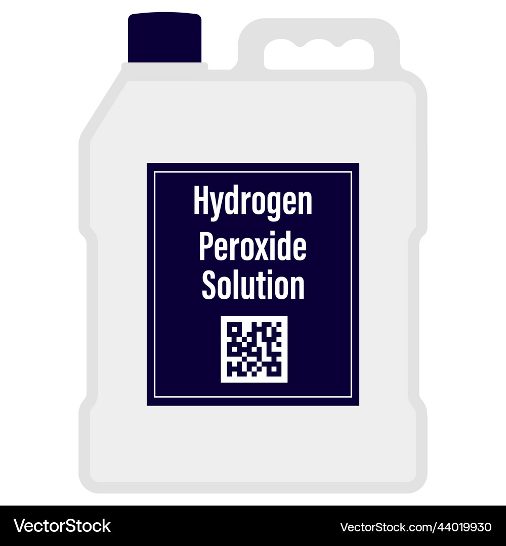 Hydrogen peroxide in a big plastic bottle with qr Vector Image
