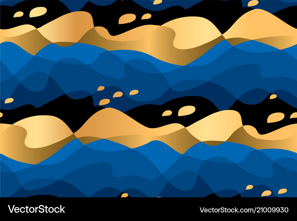 Luxury gold and blue sea seamless pattern Vector Image