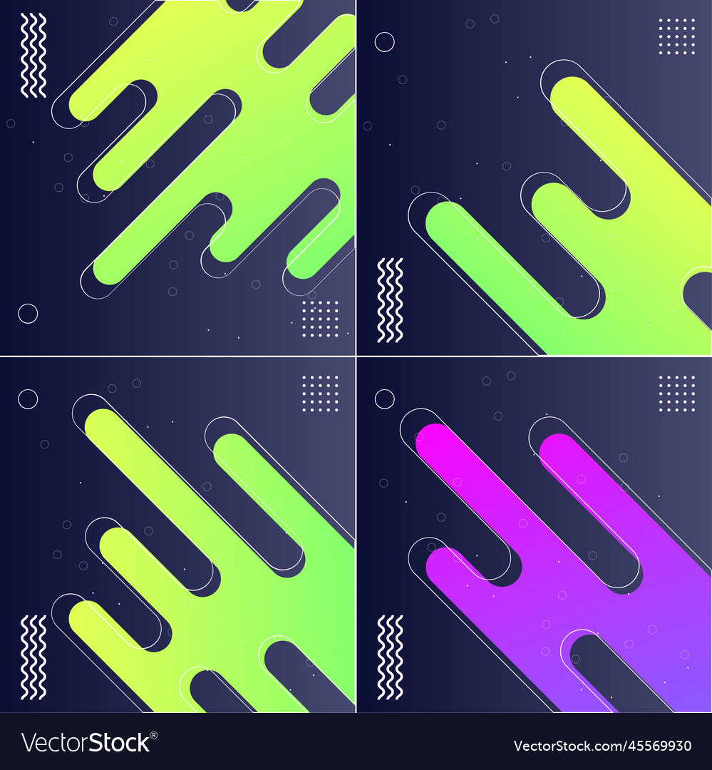 Pack of 4 abstract gradient shape backgrounds Vector Image