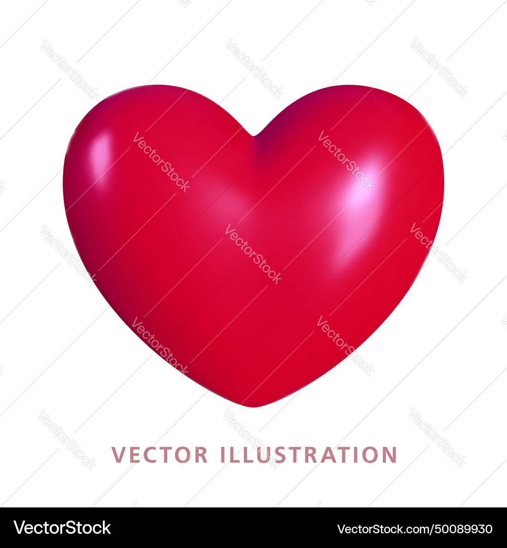Realistic 3d red heart like and icon Royalty Free Vector
