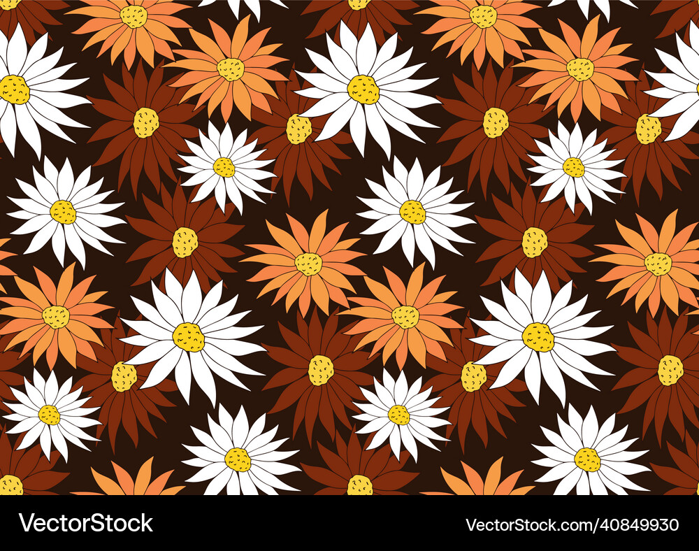 Retro flowers 70s seamless pattern hippie flower Vector Image