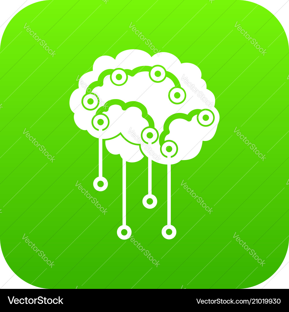 Sensors on human brain icon digital green Vector Image