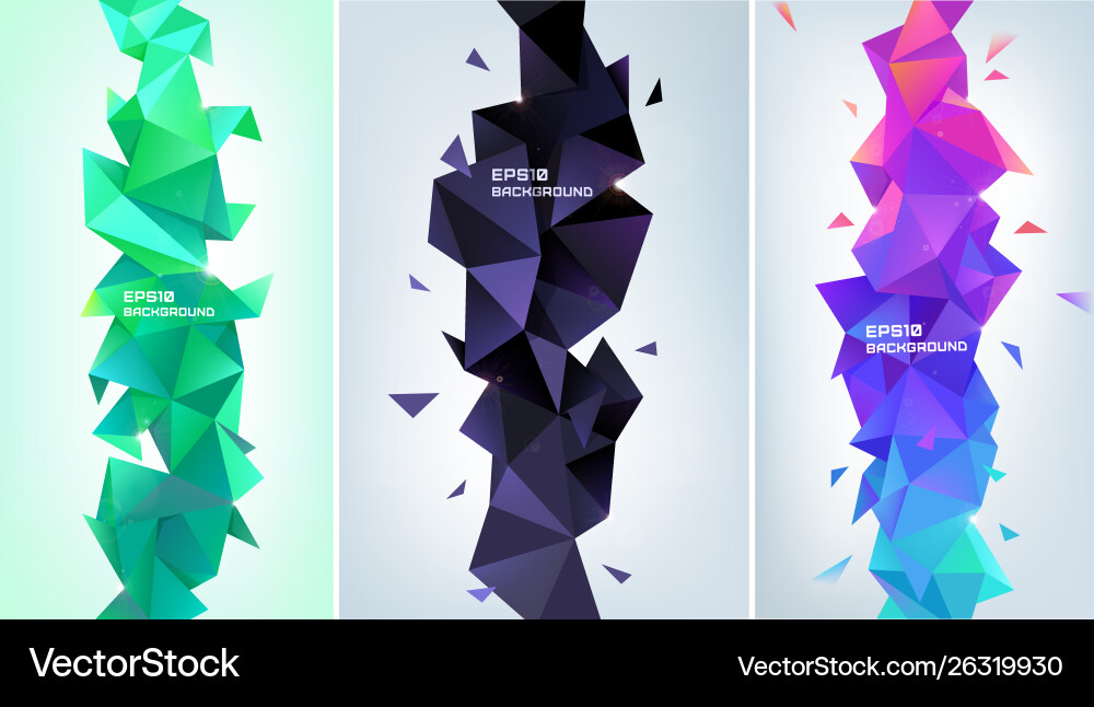 Set abstract geometric 3d facet shapes Royalty Free Vector