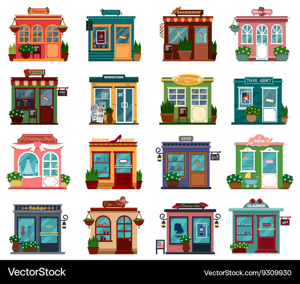 Shops or markets in exterior view Royalty Free Vector Image