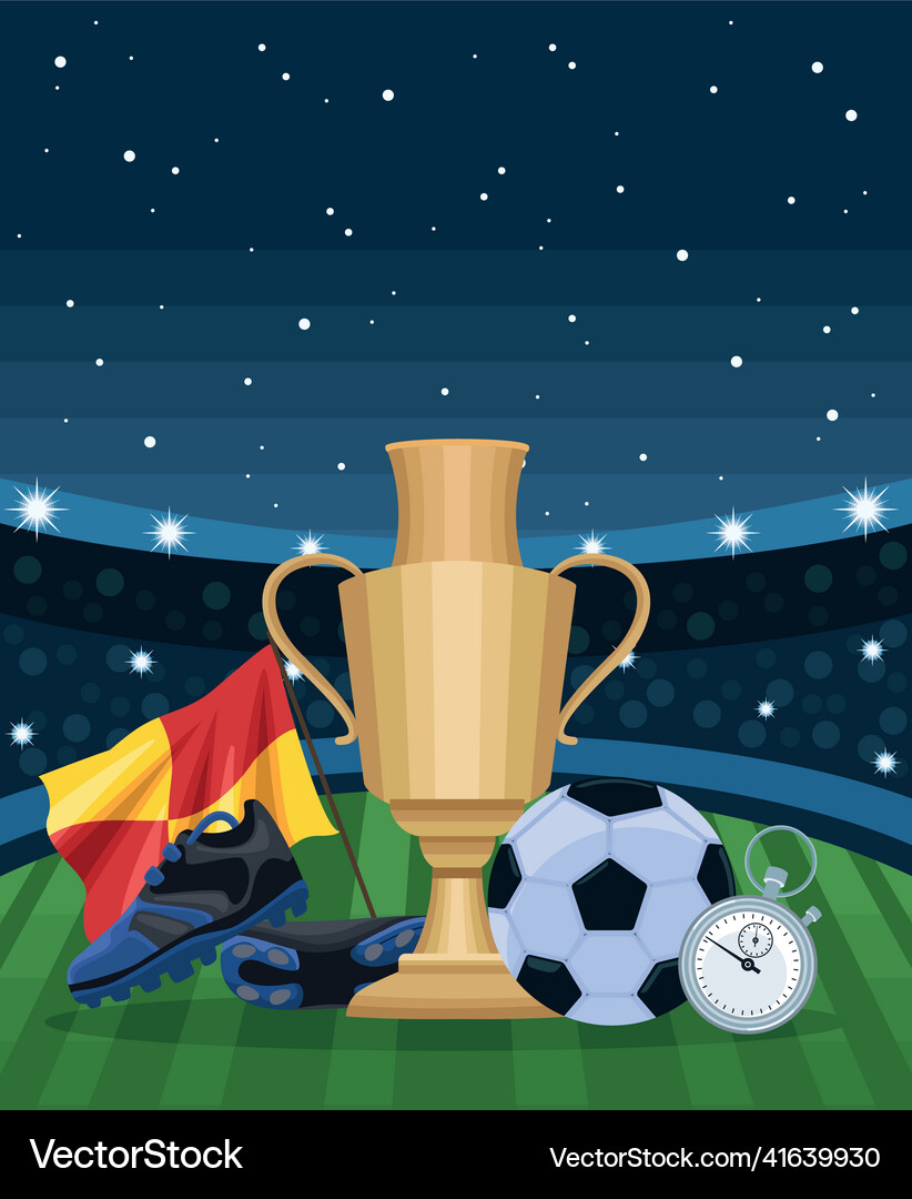 Soccer equipment in stadium Royalty Free Vector Image