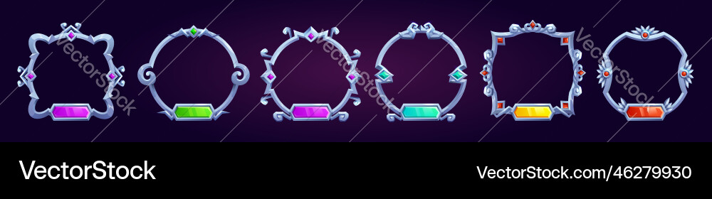 Square fantasy game user avatar border in rpg Vector Image
