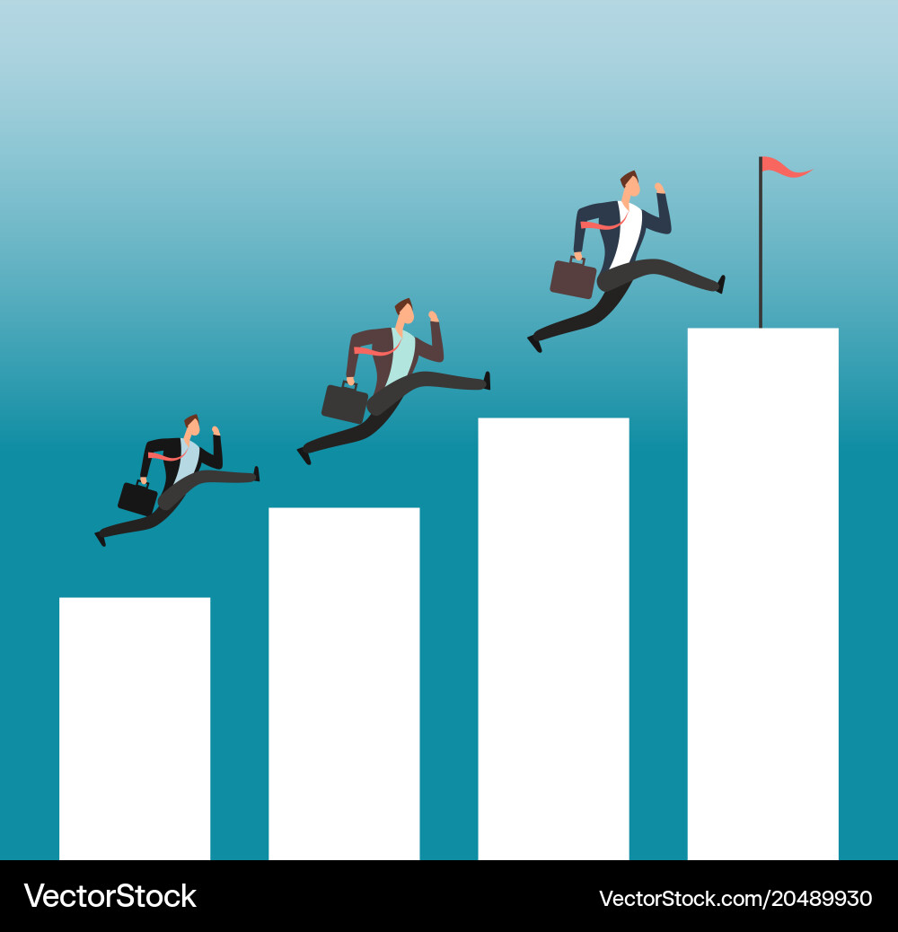Team reaching goal successful people running on Vector Image
