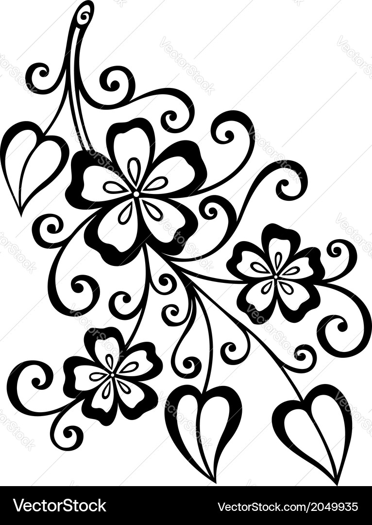 Beautiful decorative flower with leaves Royalty Free Vector