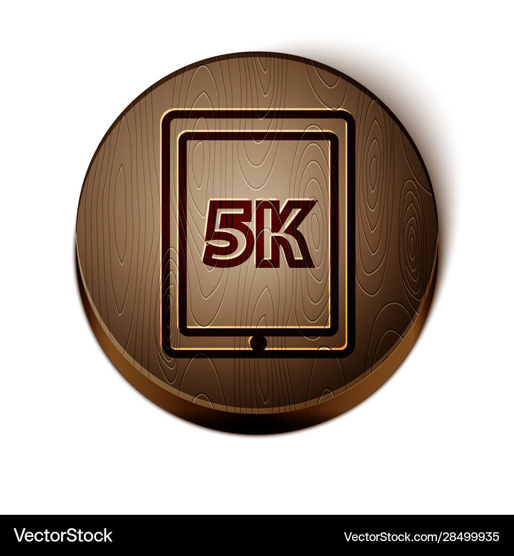 Brown line tablet with text 5k icon isolated Vector Image