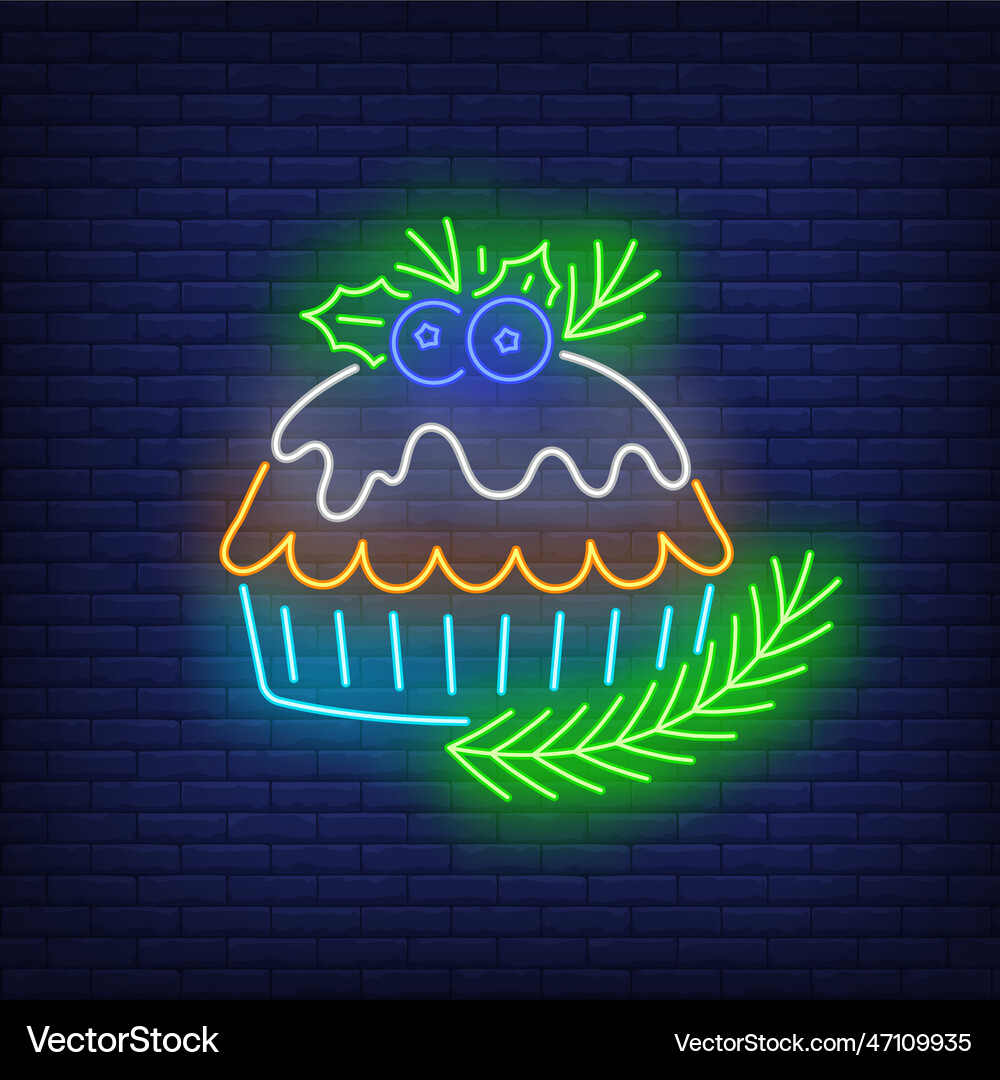 Christmas pie neon sign Royalty Free Vector Image