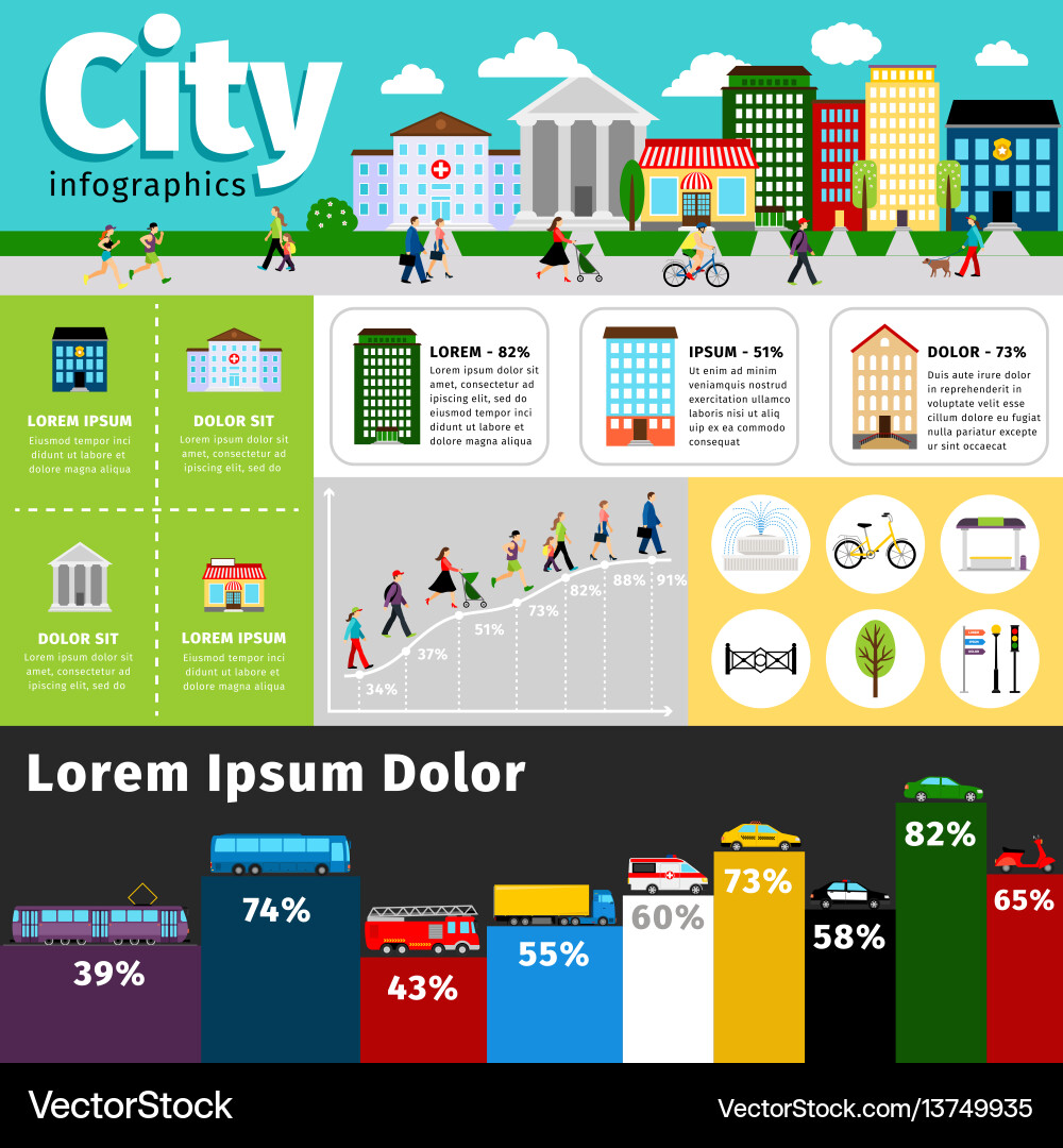 City infographics elements urban life Royalty Free Vector