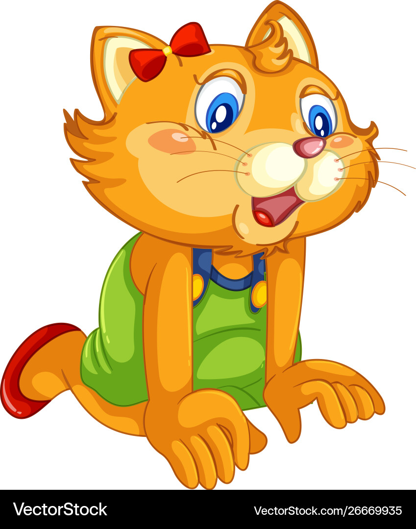 Cute cat in human-like pose isolated Royalty Free Vector