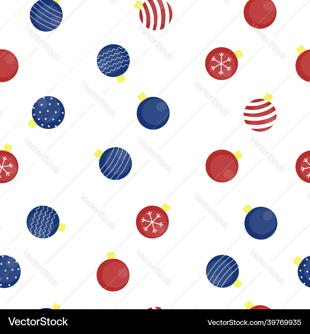 Cute christmas and blue balls seamless pattern Vector Image