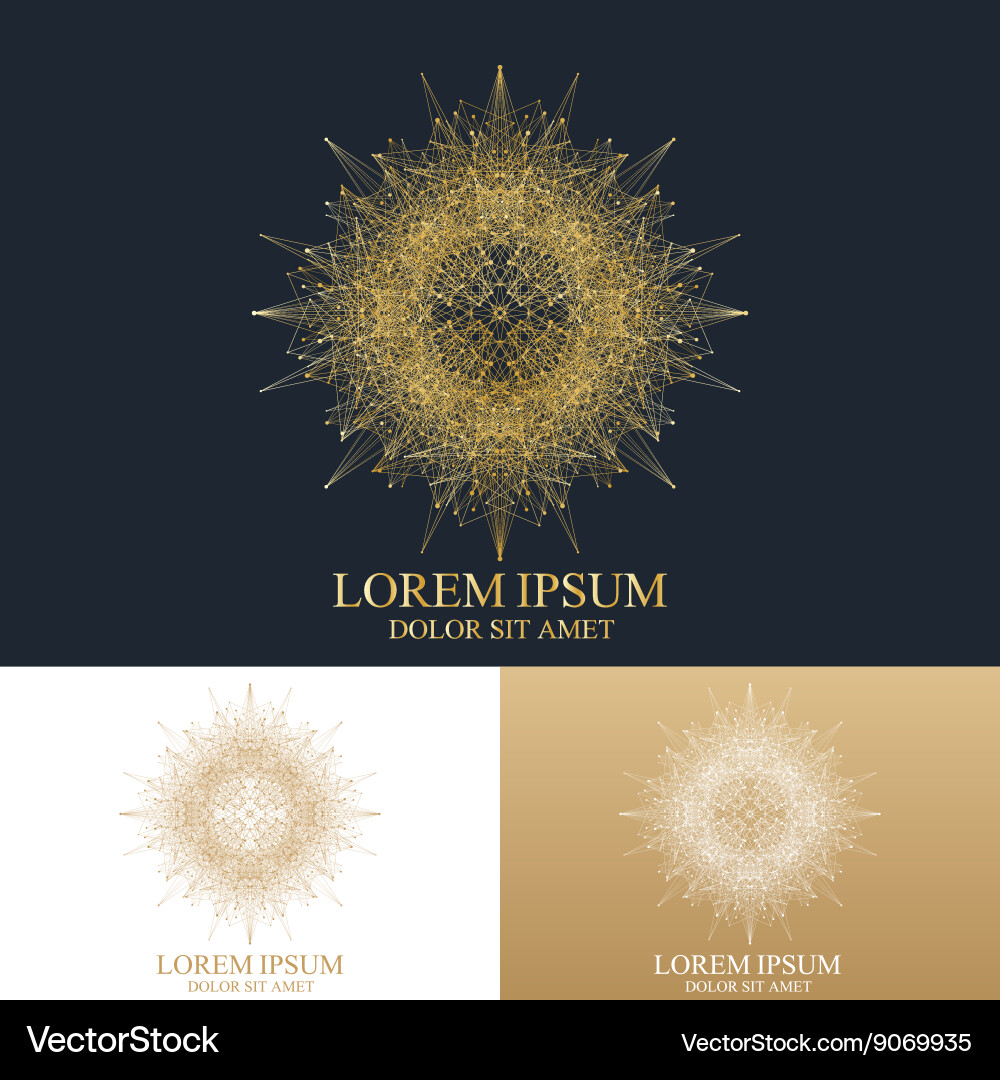 Geometric abstract round logo golden mandala Vector Image