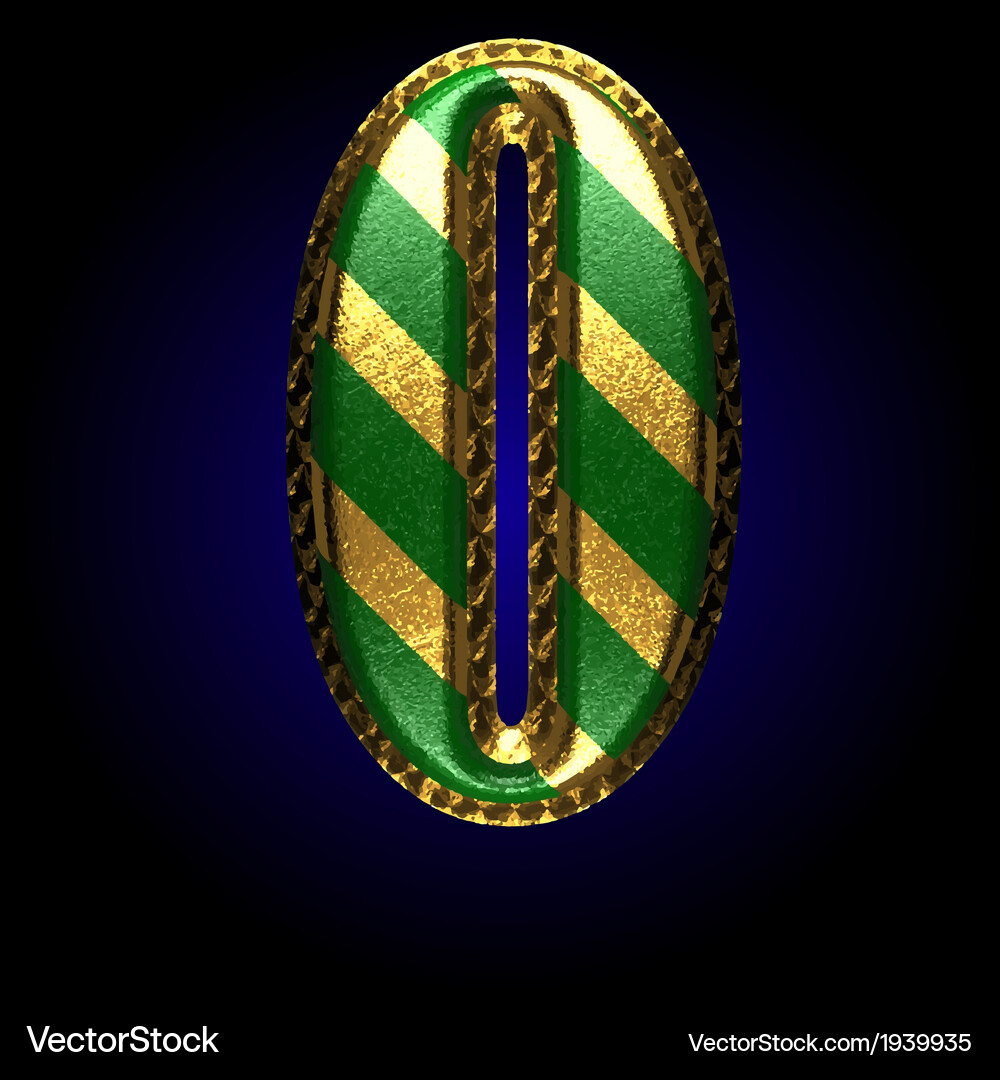 Golden and green letter 0 Royalty Free Vector Image