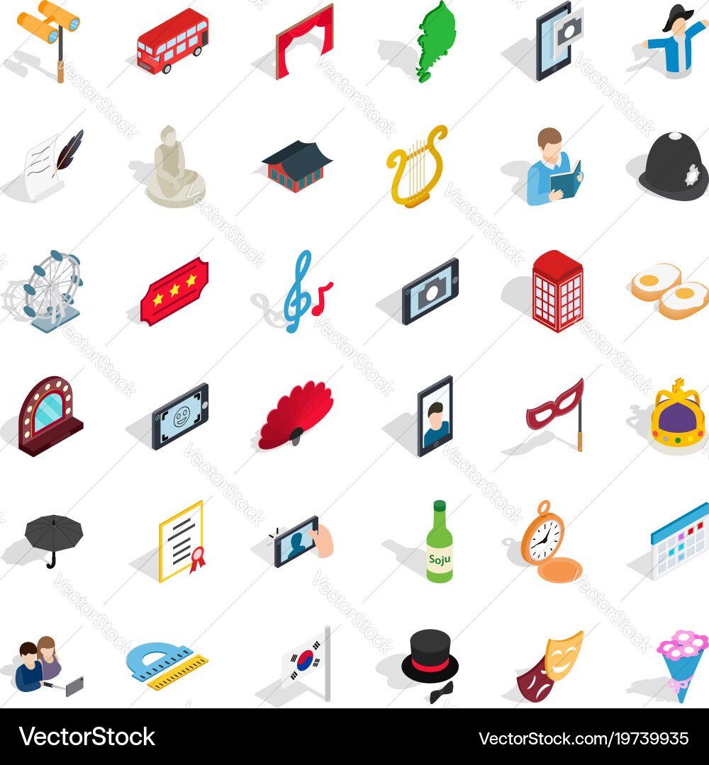 Good manners icons set isometric style Royalty Free Vector