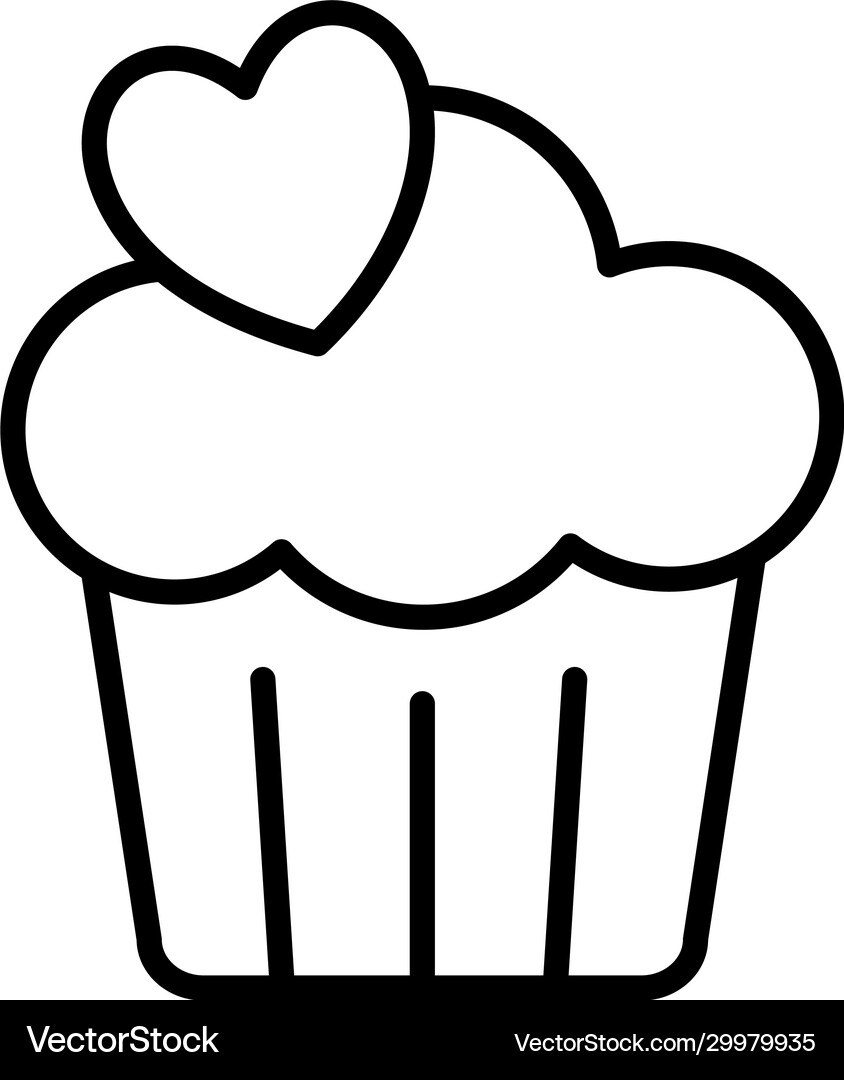 Isolated cupcake with heart line style icon Vector Image