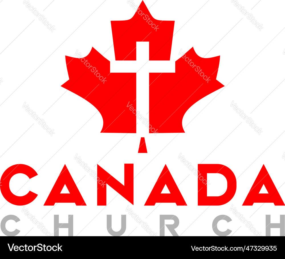 Maple canada cross church logo Royalty Free Vector Image