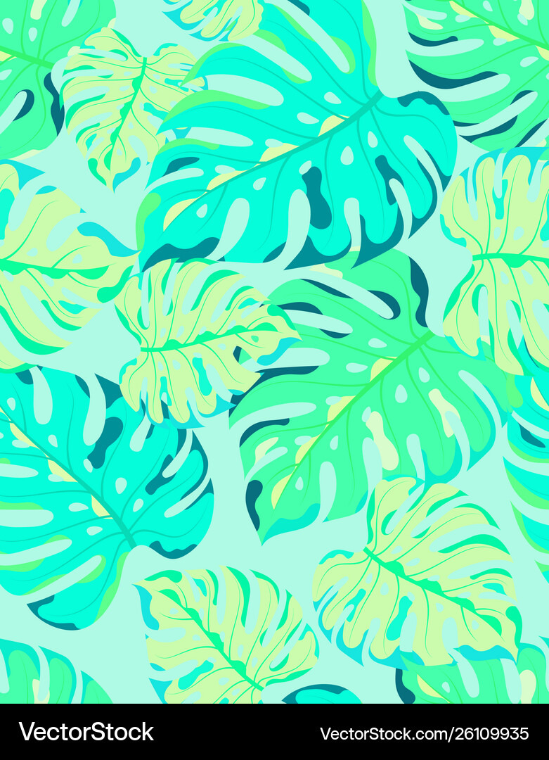 Monstera leaf seamless pattern Royalty Free Vector Image