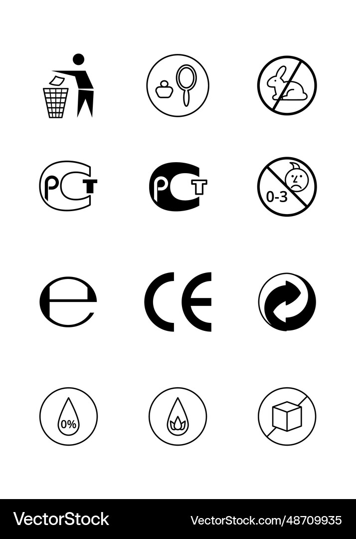 Packaging symbols black thin line icons set Vector Image
