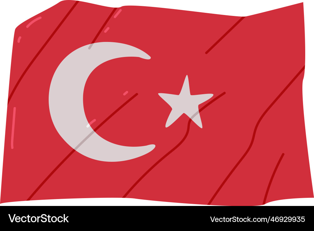 Red flag with white star and crescent as Vector Image