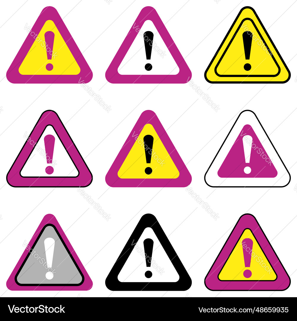Set of various exclamation colored signs Vector Image