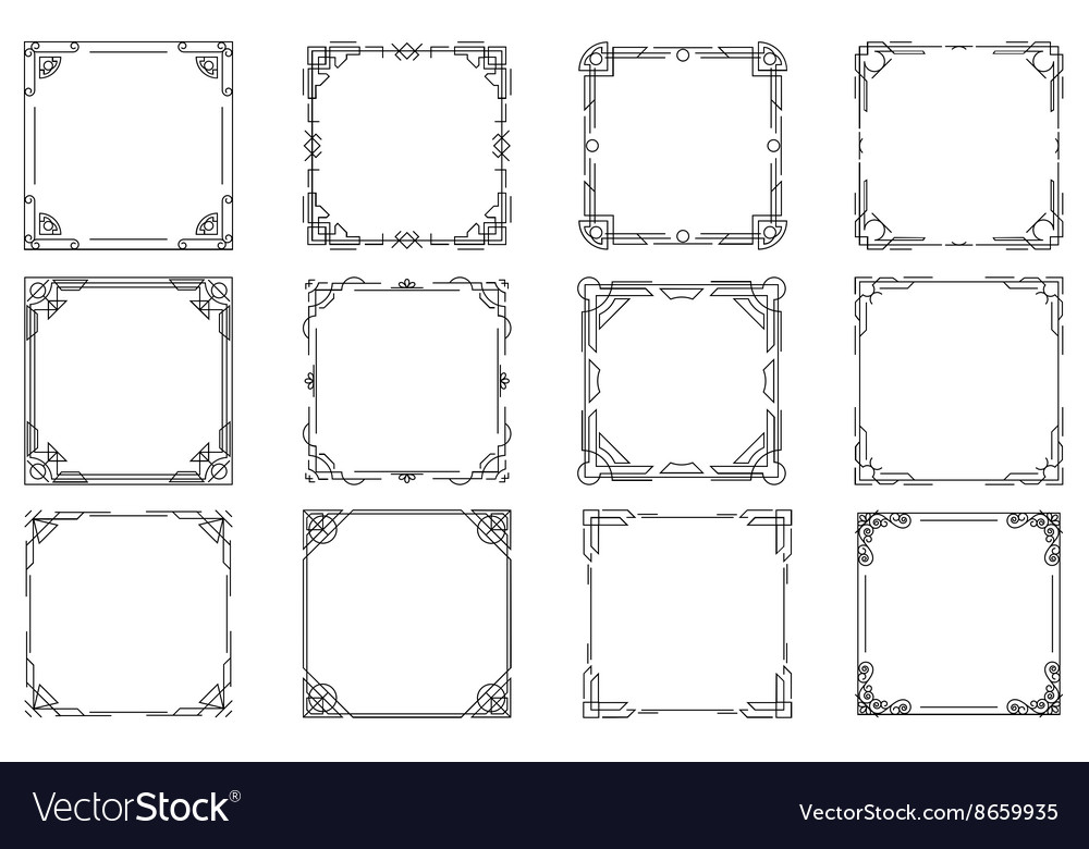 Thin line geometric frames linear frames Vector Image